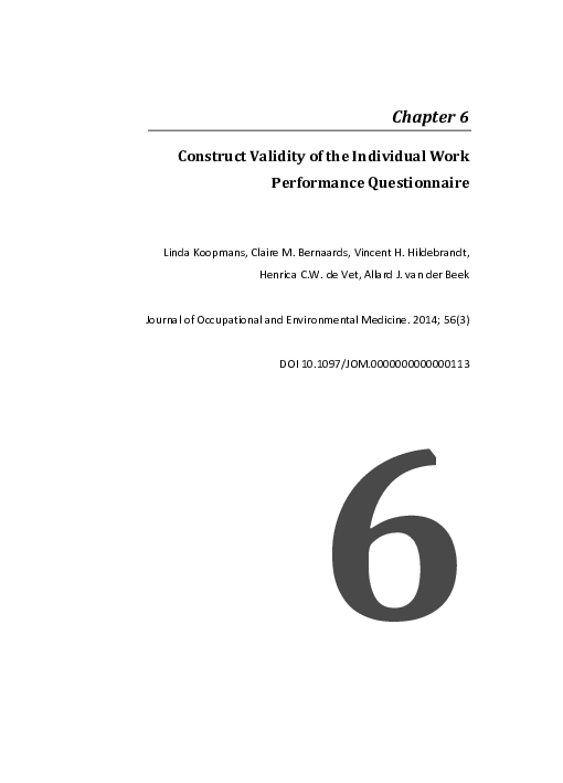 (PDF) Construct validity of the individual work performance questionnaire