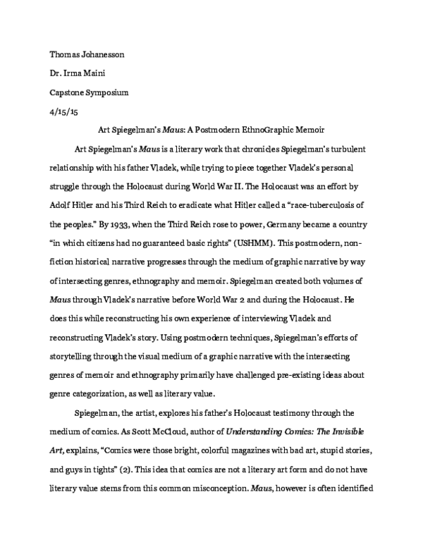 (DOC) Art Spiegelman's Maus: An EthnoGraphic Memoir