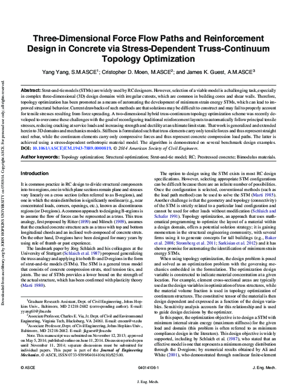 Pdf Three Dimensional Force Flow Paths And Reinforcement Design In