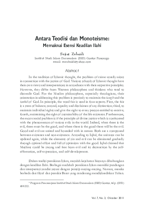 (PDF) Antara Teodisi dan Monoteisme