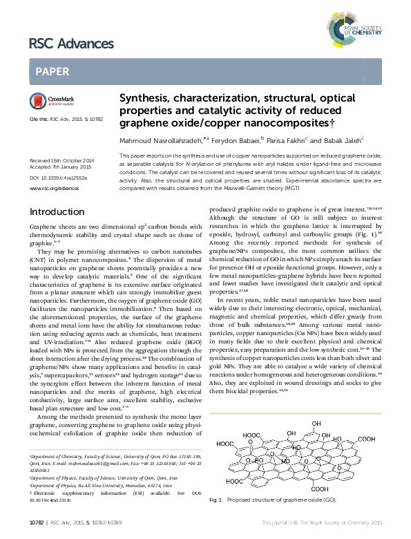 (PDF) Synthesis, characterization, structural, optical properties and catalytic activity of ...