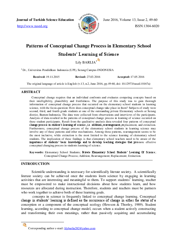 (PDF) Patterns of Conceptual Change Process in Elementary School ...