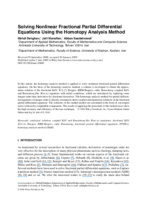 Pdf Analysis Of Nonlinear Fractional Partial Differential Equations With The Homotopy Analysis