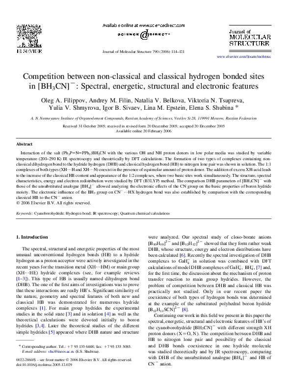 (PDF) Competition between non-classical and classical hydrogen bonded ...