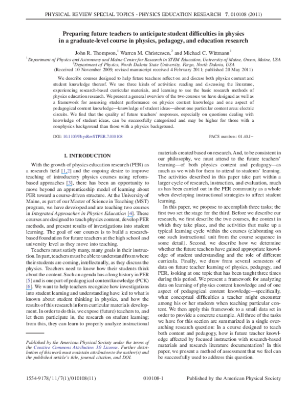 (PDF) Preparing future teachers to anticipate student difficulties in ...