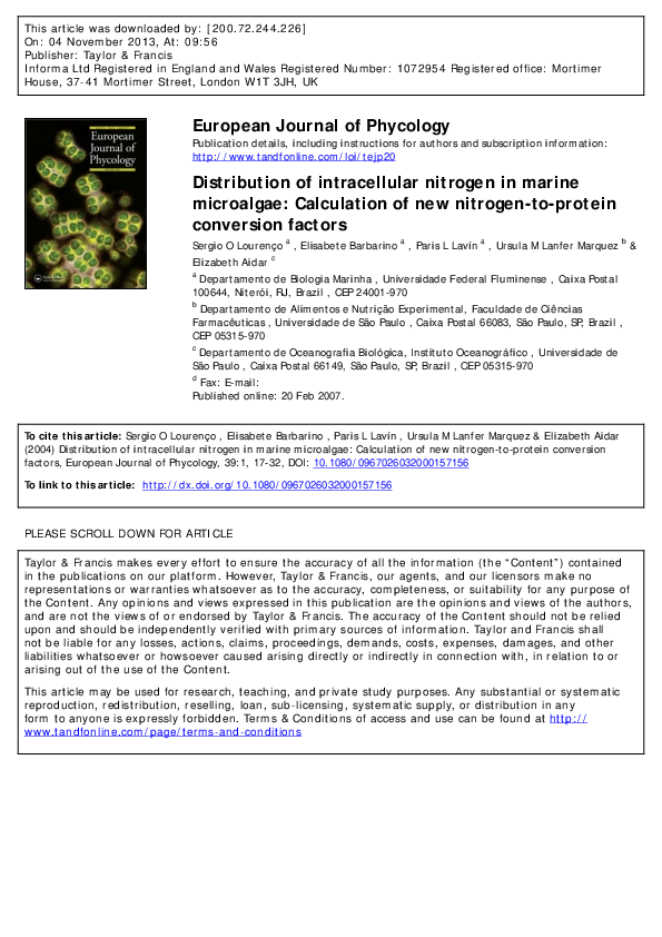 (PDF) Distribution of intracellular nitrogen in marine microalgae ...
