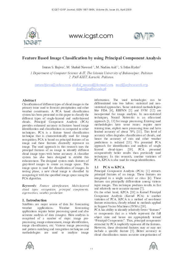 Pdf Feature Based Image Classification By Using Principal Component