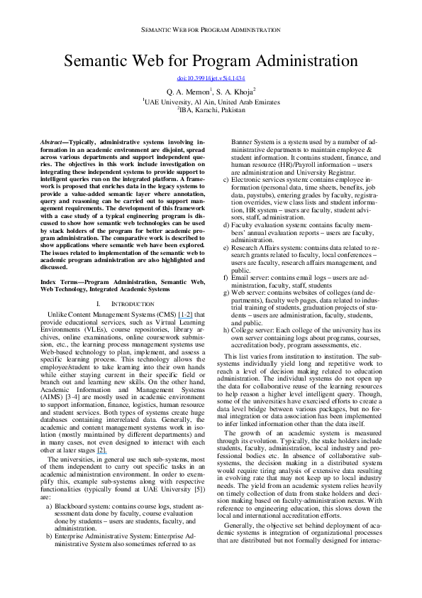 (PDF) Semantic Web for Program Administration