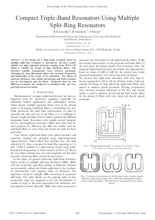 (PDF) Compact triple-band resonators using multiple split-ring resonators