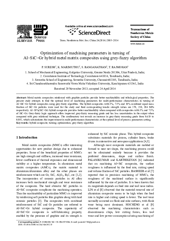 Pdf Optimization Of Machining Parameters In Turning Of Titanium Grade5 Alloy Using Response