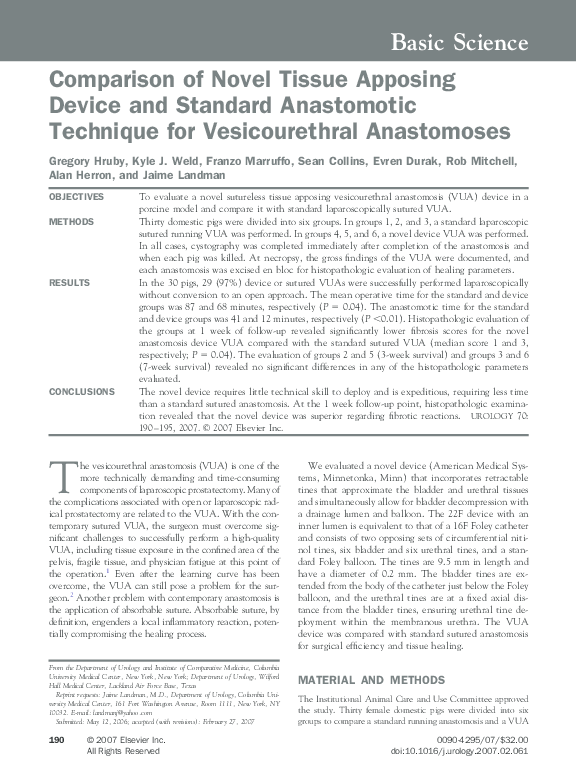(PDF) Comparison of Novel Tissue Apposing Device and Standard ...