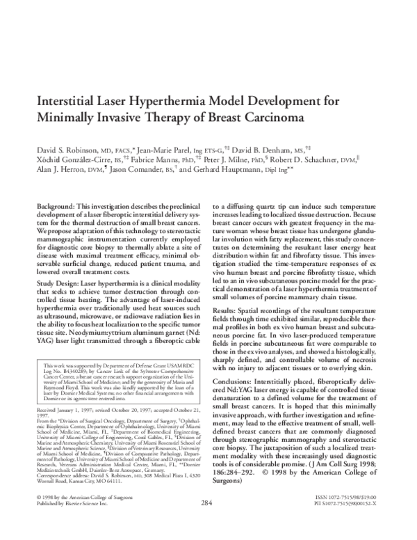 (PDF) Interstitial Laser Hyperthermia Model Development for Minimally ...