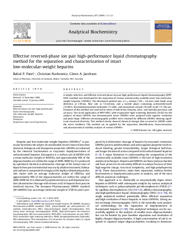 (PDF) Effective reversed-phase ion pair high-performance liquid chromatography method for the ...