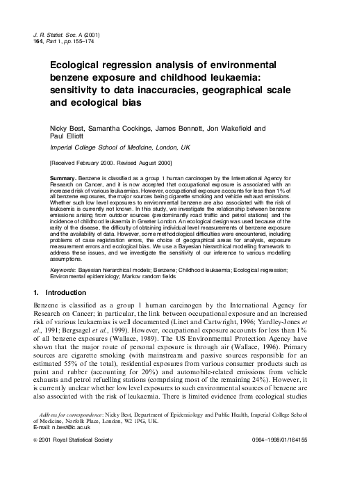(PDF) Ecological regression analysis of environmental benzene exposure ...