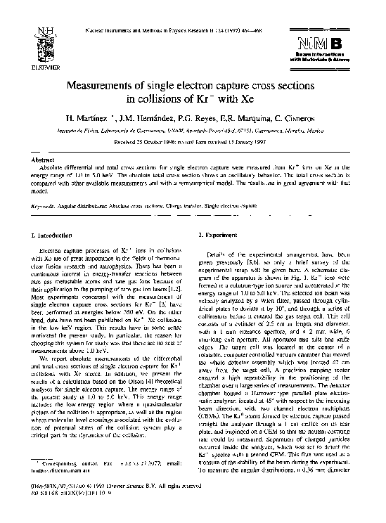 Pdf Measurements Of Single Electron Capture Cross Sections In