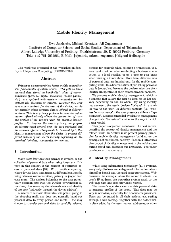 (PDF) MOBILE IDENTITY MANAGEMENT
