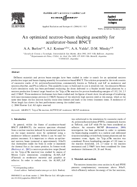 (PDF) An optimized neutron-beam shaping assembly for accelerator-based BNCT