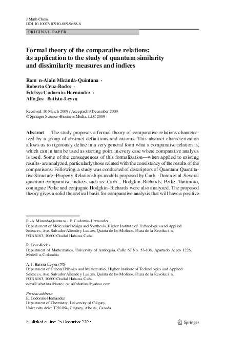 (PDF) Formal theory of the comparative relations: its application to the study of quantum ...