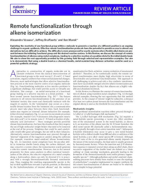 (PDF) Remote functionalization through alkene isomerization