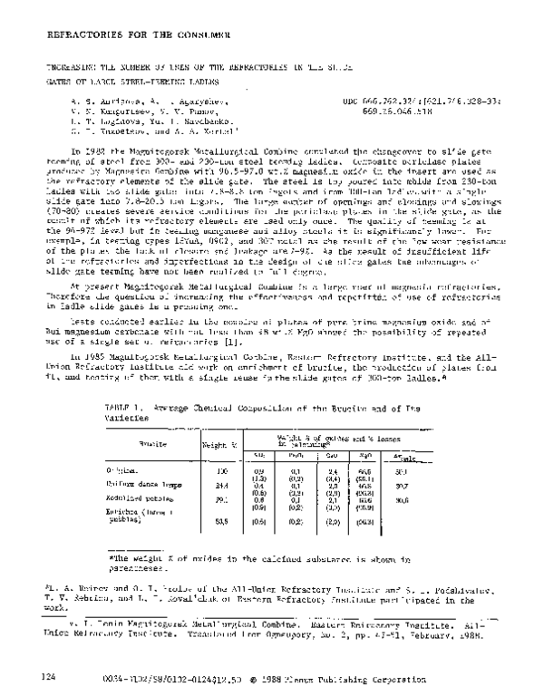 (PDF) Increasing the number of uses of the refractories in the slide ...
