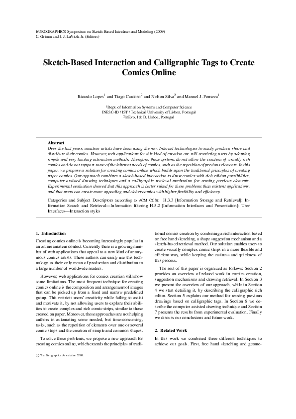 (PDF) Sketch-Based Interaction and Calligraphic Tags to Create Comics Online
