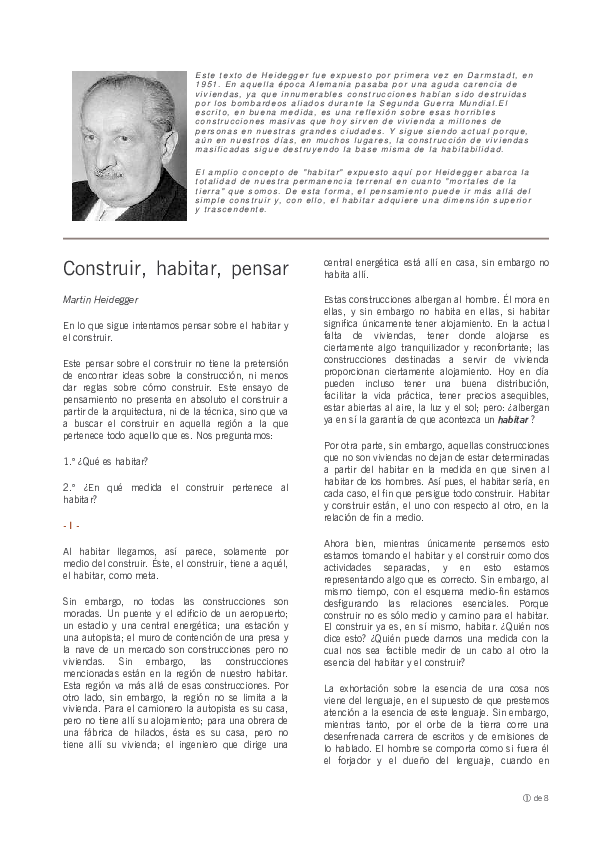 (PDF) Construir Habitar Pensar - Martín Heidegger 1951
