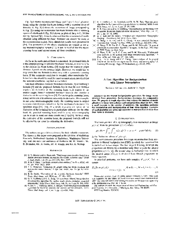 Pdf A Fast Algorithm For Backprojection With Linear Interpolation