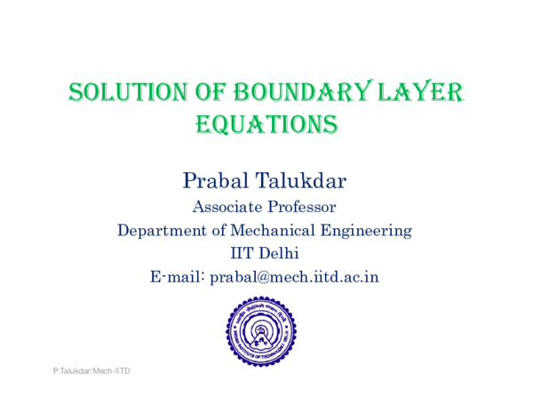 (PDF) SOLUTION OF BOUNDARY LAYER EQUATIONS EQUATIONS