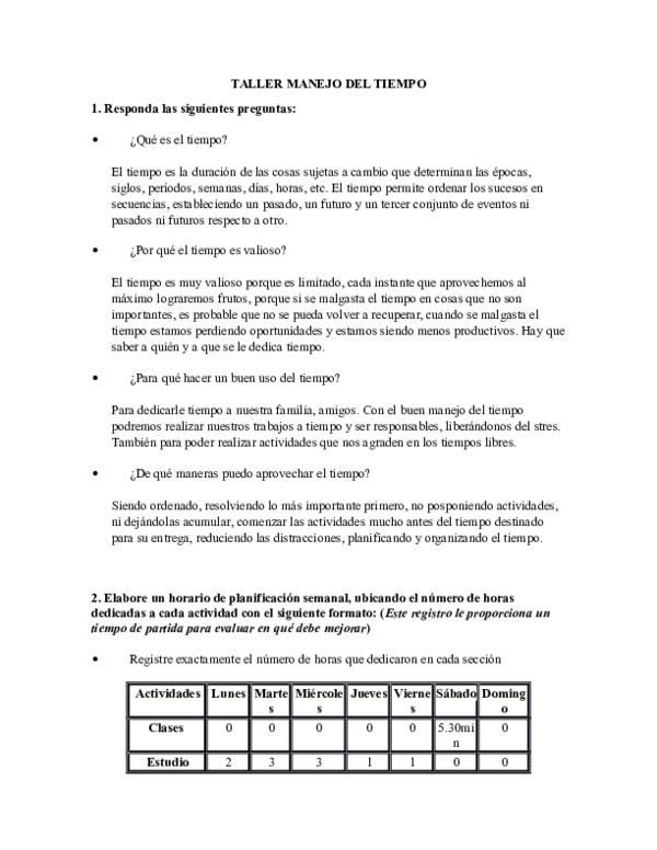 (DOC) TALLER MANEJO DEL TIEMPO.