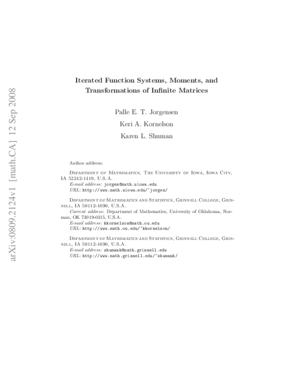 Pdf Iterated Function Systems Moments And Transformations Of