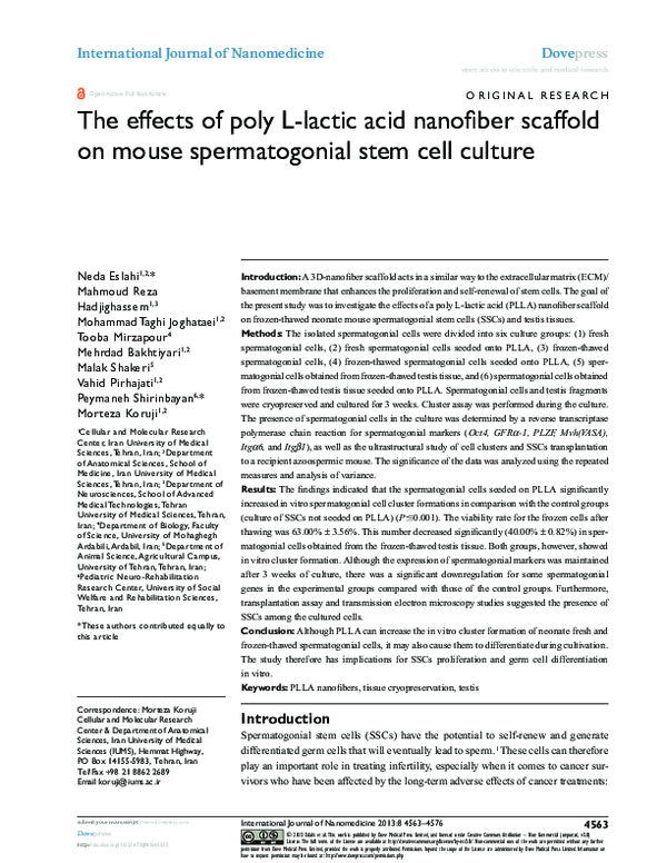 (PDF) The effects of poly L-lactic acid nanofiber scaffold on mouse ...