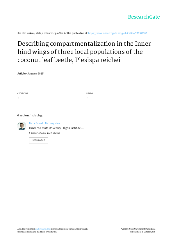 (PDF) Describing compartmentalization in the Inner hind wings of three ...