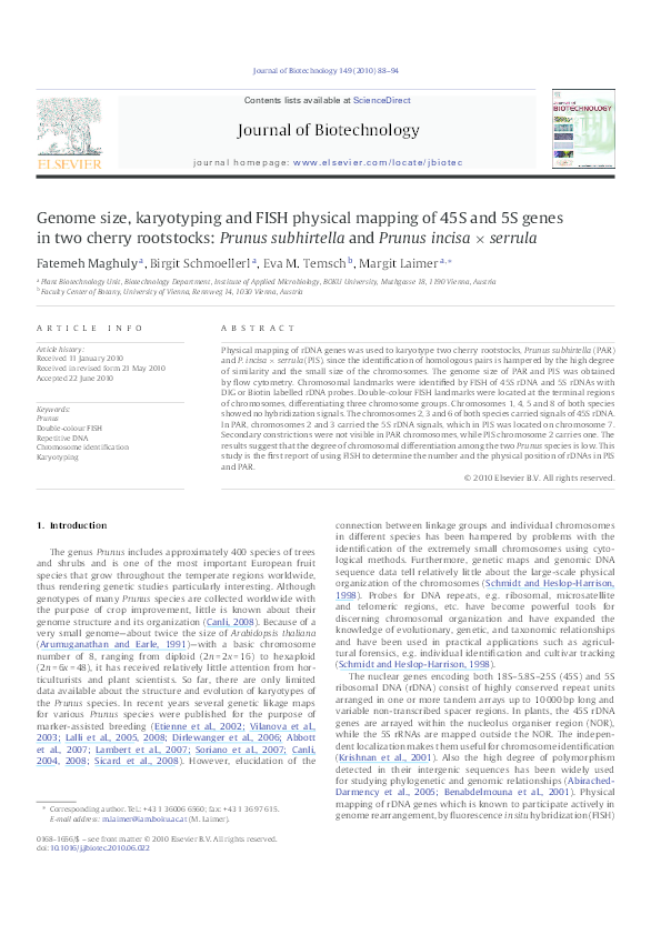 (PDF) Genome size, karyotyping and FISH physical mapping of 45S and 5S ...