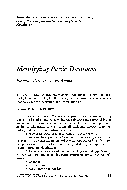 (PDF) Identifying panic disorders