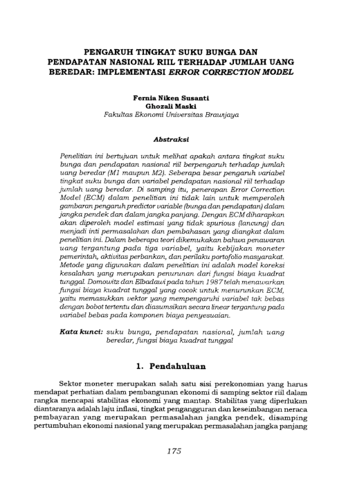 (PDF) PENGARUH TINGKAT SUKU BUNGA DAN PENDAPATAN NASIONAL RIIL TERHADAP JUMLAH UANG BEREDAR ...