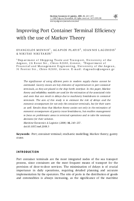 (PDF) Improving Port Container Terminal Efficiency with the use of Markov Theory