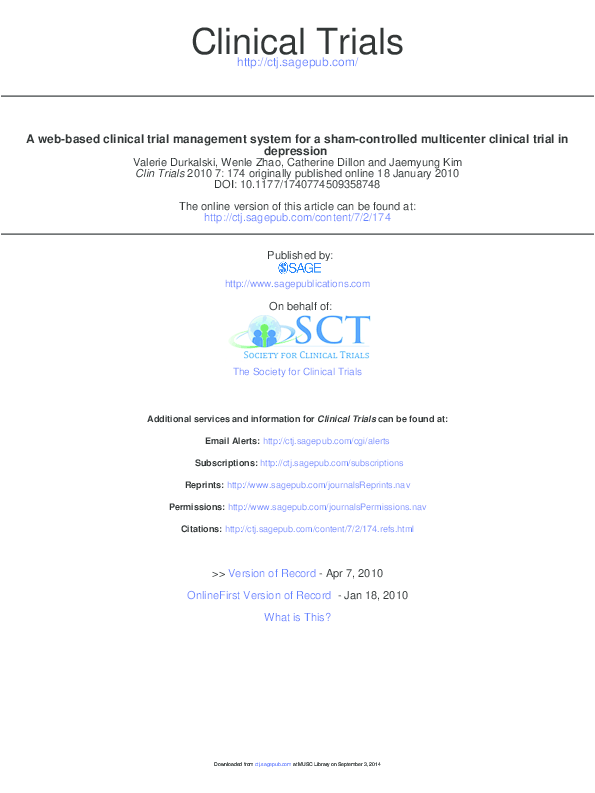 (PDF) A web-based clinical trial management system for a sham ...