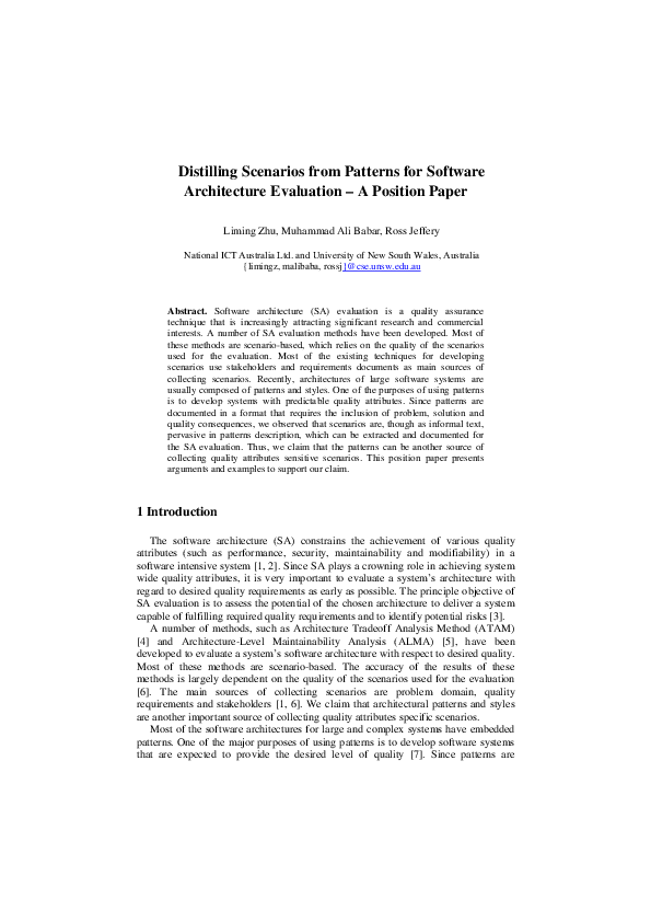 (PDF) Distilling Scenarios from Patterns for Software Architecture ...
