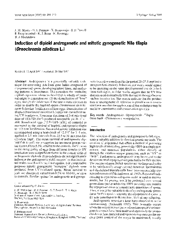 (PDF) Induction of diploid androgenetic and mitotic gynogenetic Nile ...