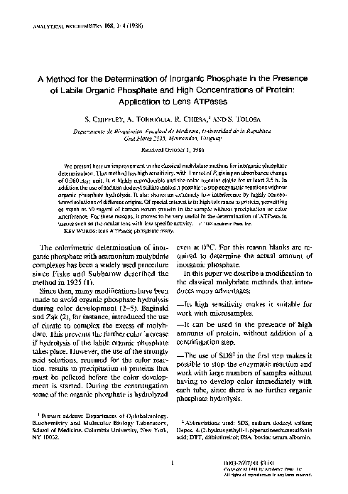 (PDF) A method for the determination of inorganic phosphate in the ...