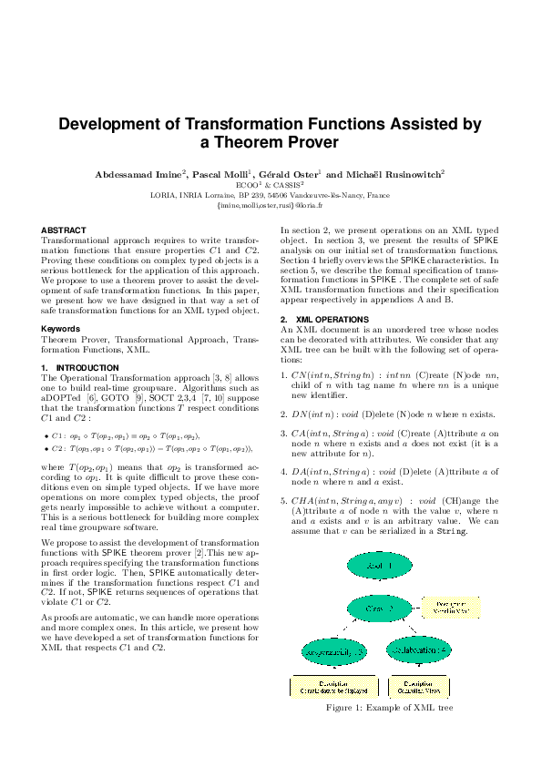 (PDF) Development of Transformation Functions Assisted by a Theorem Prover