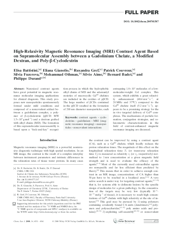 (PDF) High-Relaxivity Magnetic Resonance Imaging (MRI) Contrast Agent ...