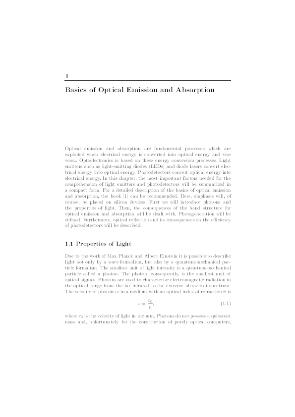 (PDF) Basics of Optical Emission and Absorption