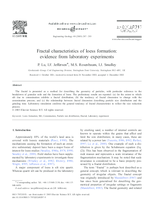 (PDF) Fractal characteristics of loess formation: evidence from laboratory experiments