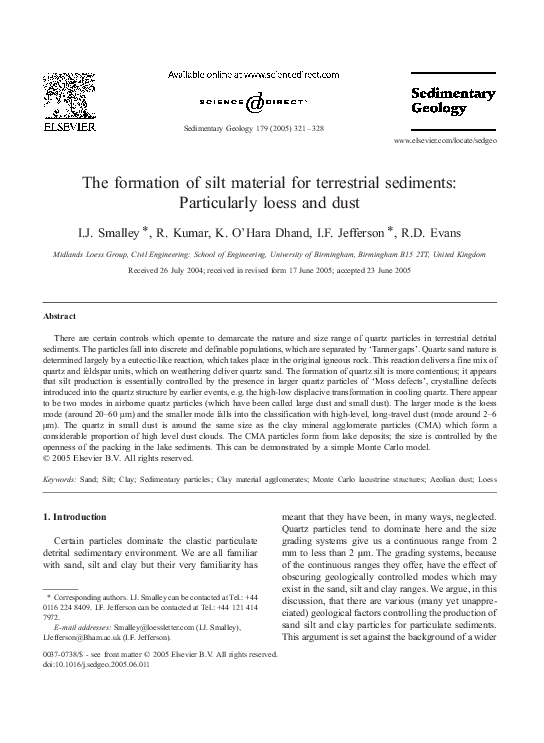(PDF) The formation of silt material for terrestrial sediments ...