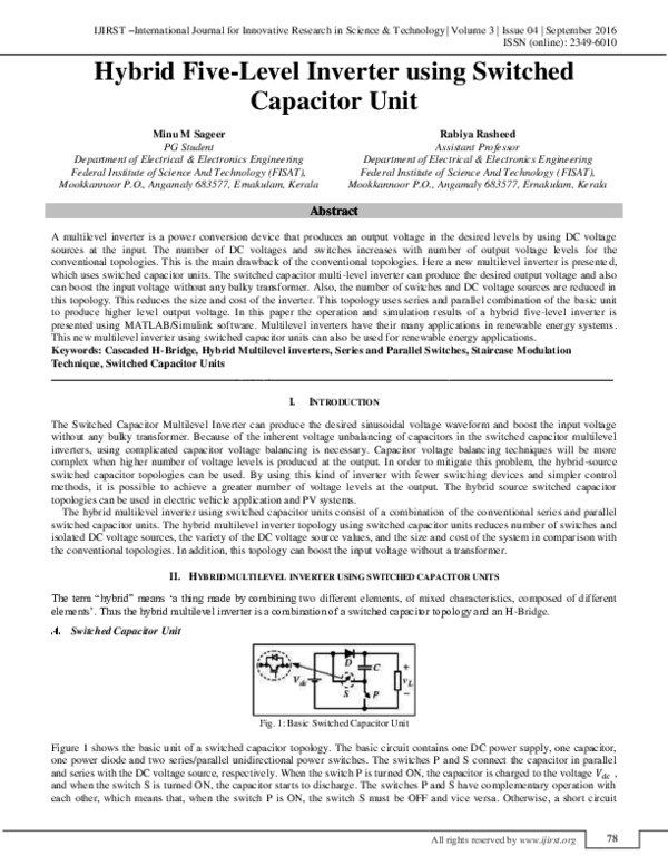 Pdf Hybrid Five Level Inverter Using Switched Capacitor Unit