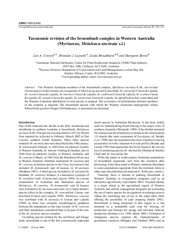 (PDF) Taxonomic revision of the broombush complex in Western Australia ...