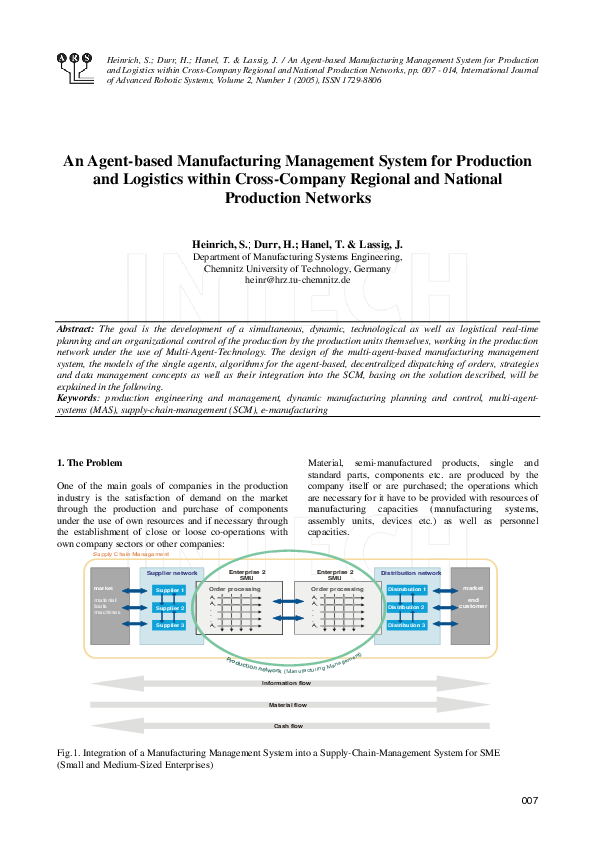 (PDF) An Agent-based Manufacturing Management System for Production and ...