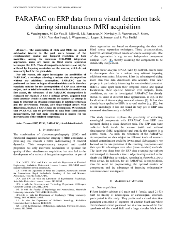 (PDF) PARAFAC on ERP data from a visual detection task during simultaneous fMRI acquisition
