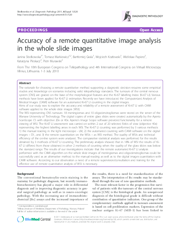 (PDF) Accuracy of a remote quantitative image analysis in the whole ...